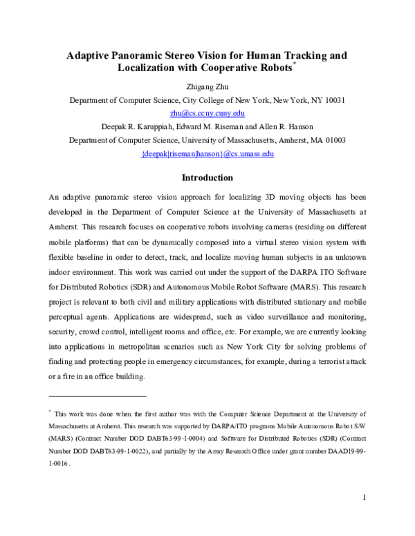 (PDF) Adaptive Panoramic Stereo Vision for Human Tracking and ...