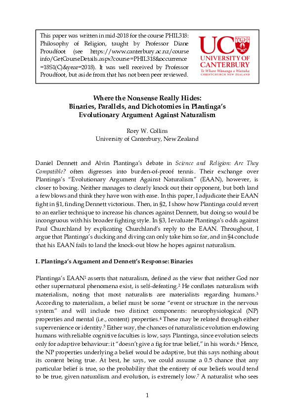 (PDF) Where the Nonsense Really Hides: Binaries, Parallels, and ...