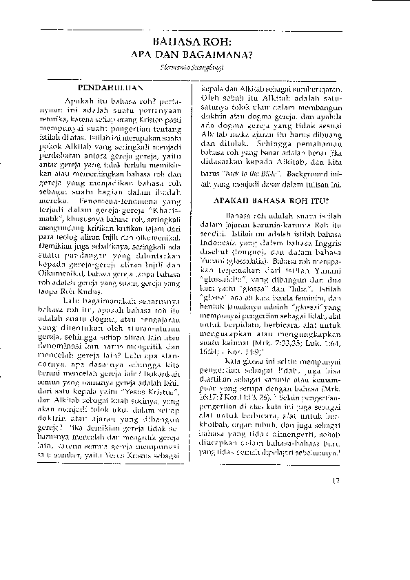 (PDF) Bahasa Roh: Apa dan Bagaimana?