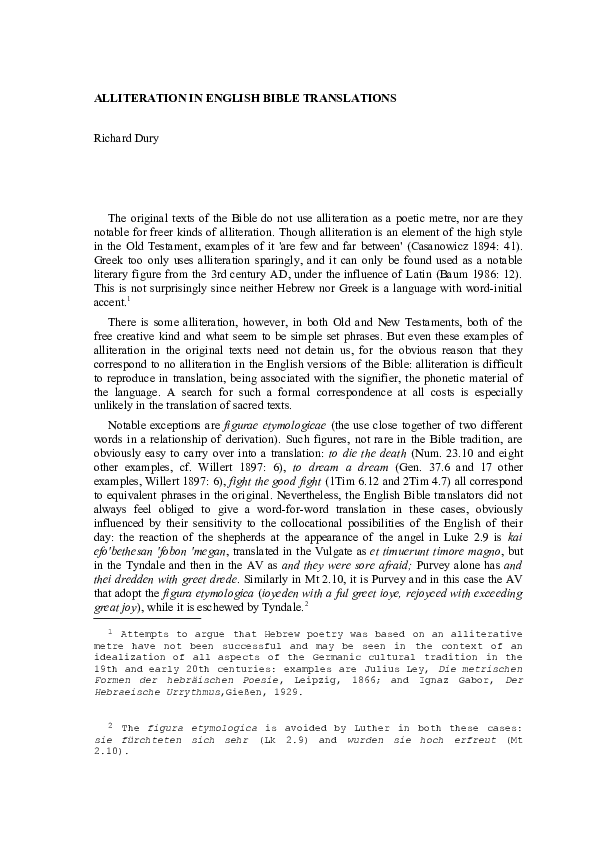 (DOC) ALLITERATION IN ENGLISH BIBLE TRANSLATIONS