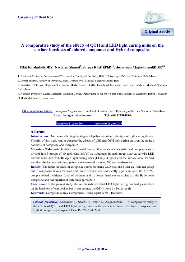 (PDF) A comparative study of the effects of QTH and LED light curing ...