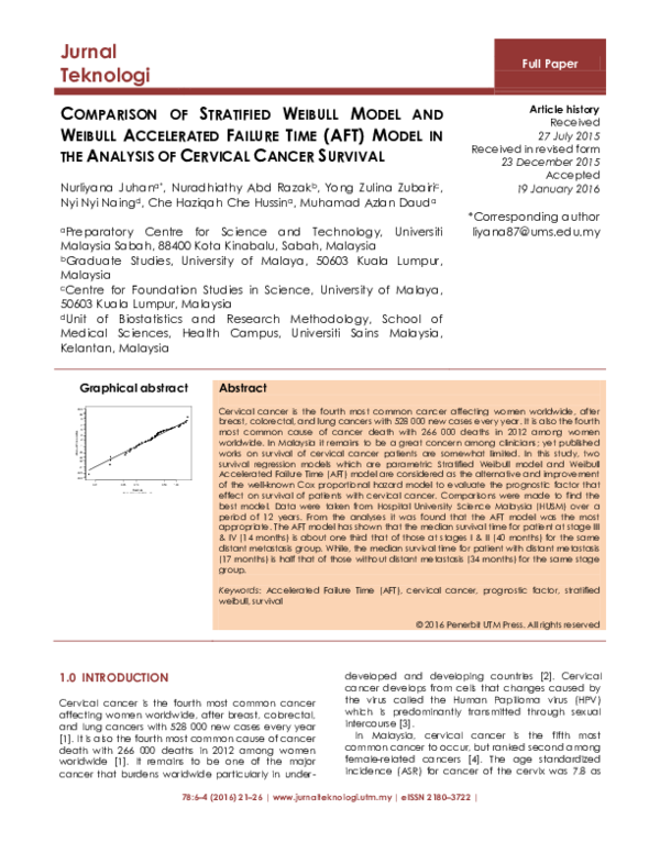 (PDF) Comparison of Stratified Weibull Model and Weibull Accelerated ...