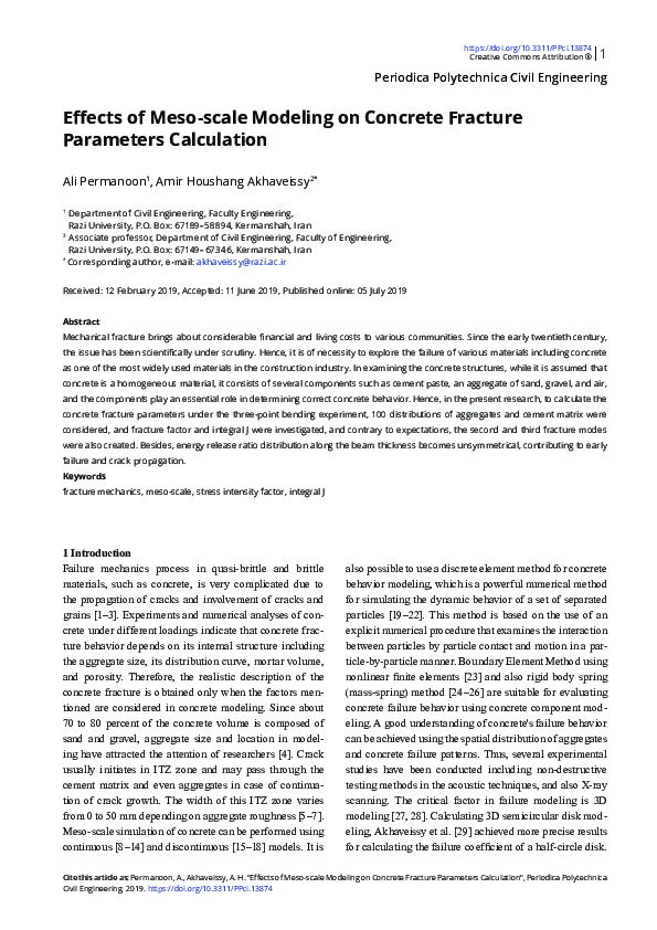 Pdf Effects Of Meso Scale Modeling On Concrete Fracture Parameters