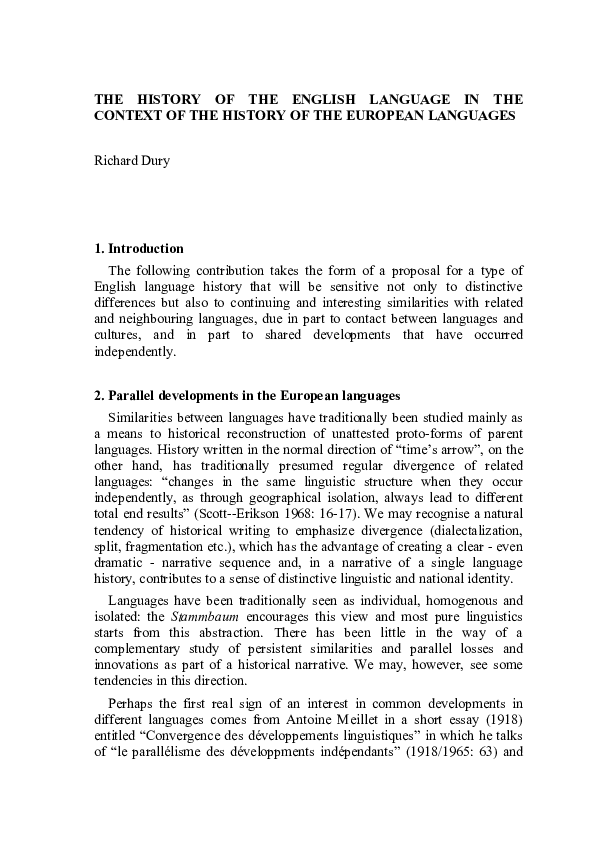 (DOC) THE HISTORY OF THE ENGLISH LANGUAGE IN THE CONTEXT OF THE HISTORY ...