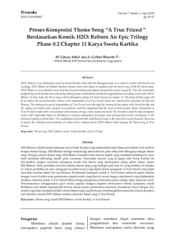 (PDF) Proses Komposisi Theme Song “A True Friend ” Berdasarkan Komik ...