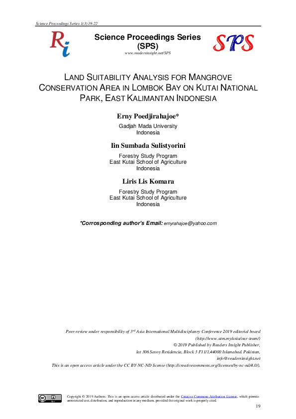 (PDF) Land Suitability Analysis for Mangrove Conservation Area in Lombok Bay on Kutai National ...