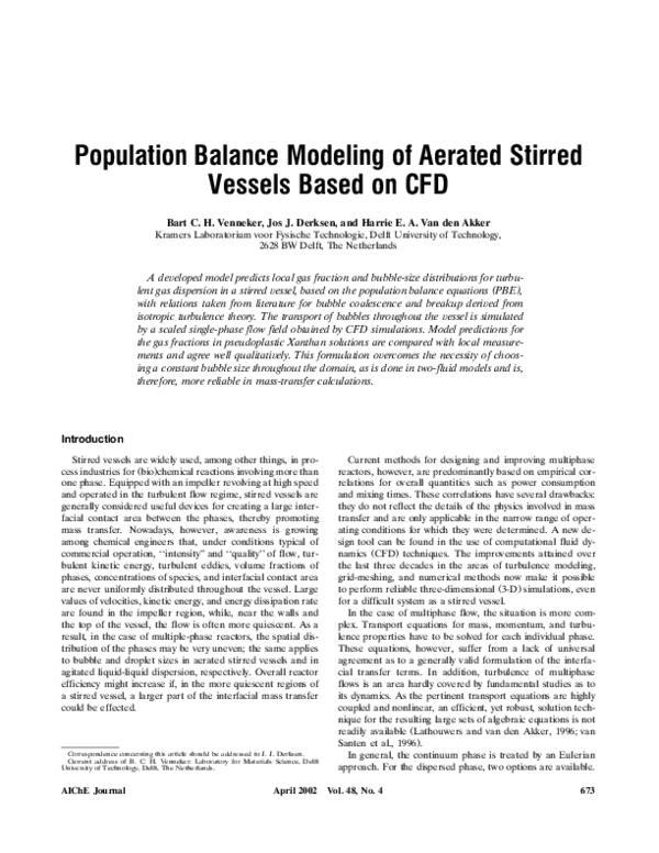(PDF) Population balance modeling of aerated stirred vessels based on CFD