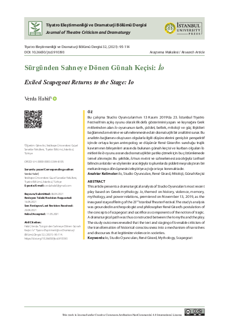 (PDF) Sürgünden Sahneye Dönen Günah Keçisi: İo - Exiled Scapegoat ...