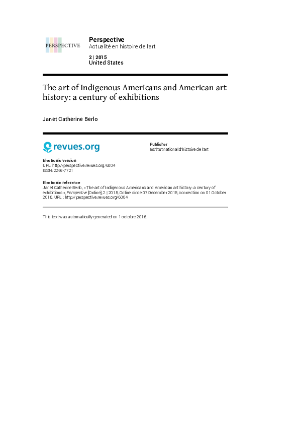 (PDF) The art of Indigenous Americans and American art history: a ...