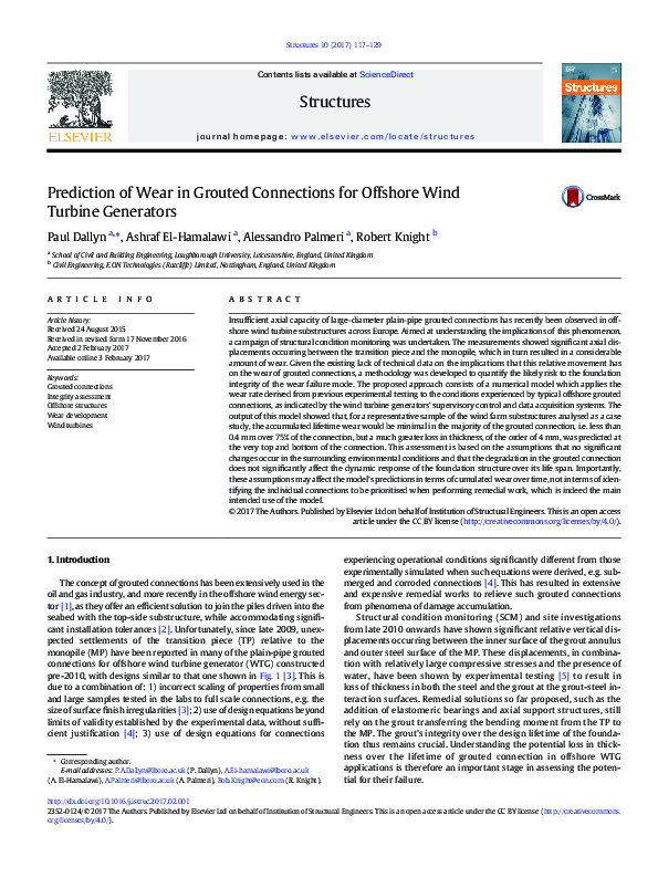 (PDF) Prediction of Wear in Grouted Connections for Offshore Wind ...