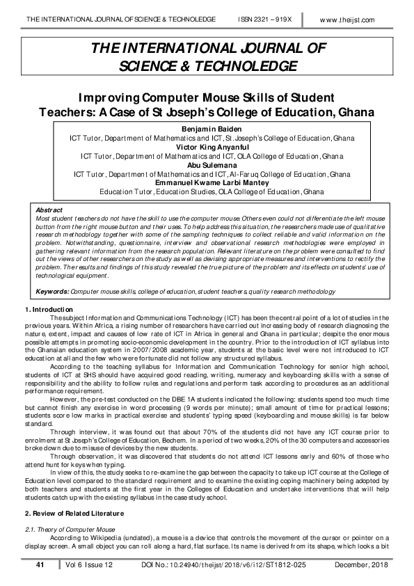 (PDF) Improving Computer Mouse Skills of Student Teachers: A Case of St ...