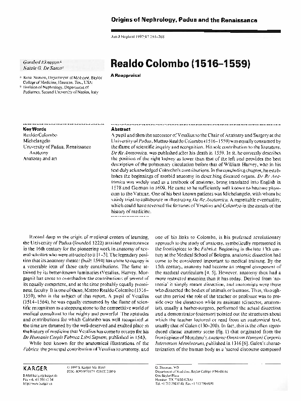 (PDF) Realdo Colombo (1516-1559) | Garabed Eknoyan - Academia.edu