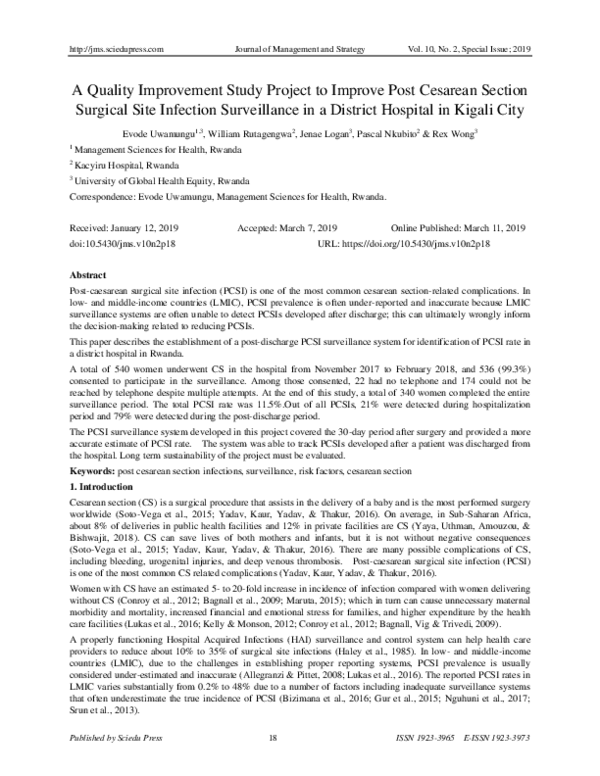 (PDF) A Quality Improvement Study Project to Improve Post Cesarean ...