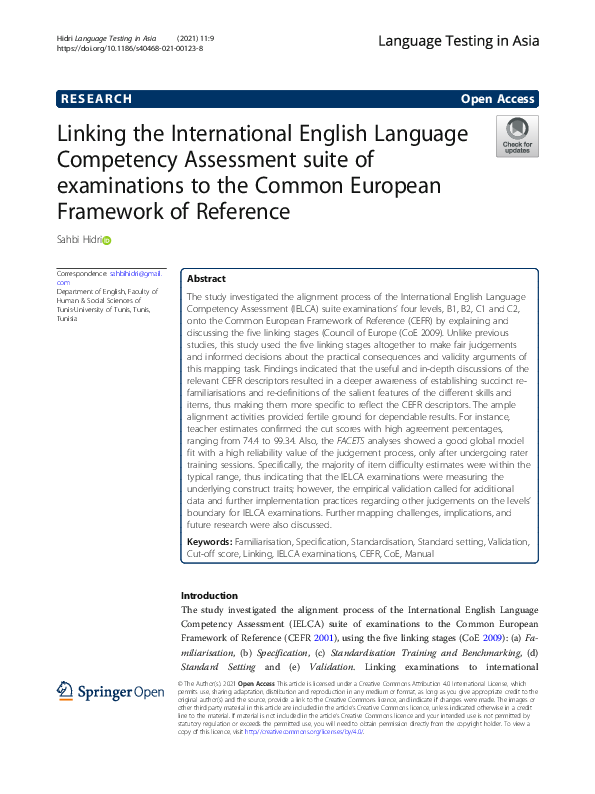 (PDF) Linking the International English Language Competency Assessment ...