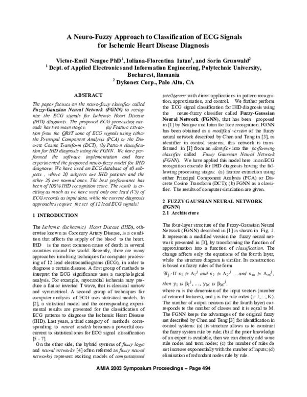 (PDF) A neuro-fuzzy approach to classification of ECG signals for ischemic heart disease diagnosis