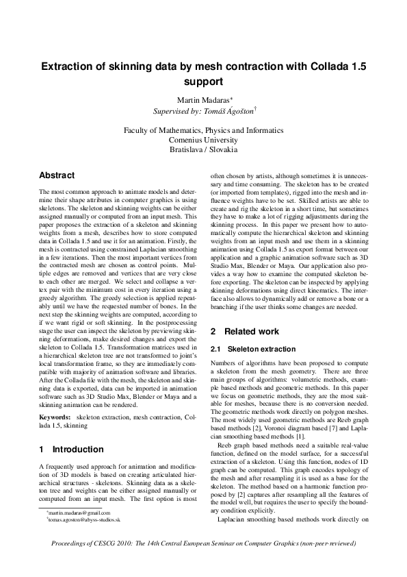(PDF) Extraction of skinning data by mesh contraction with Collada 1.5 support