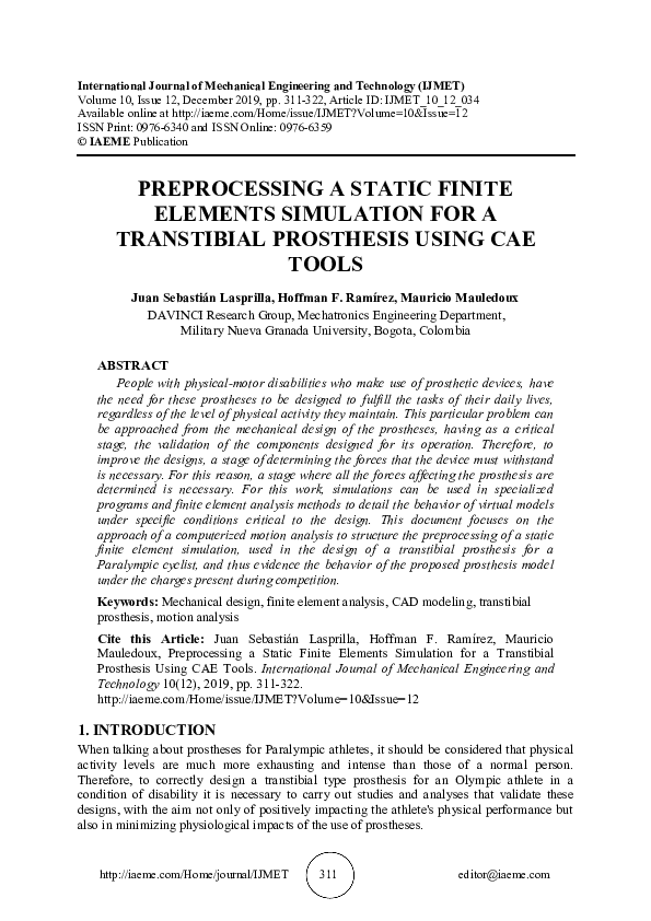 (PDF) PREPROCESSING A STATIC FINITE ELEMENTS SIMULATION FOR A ...