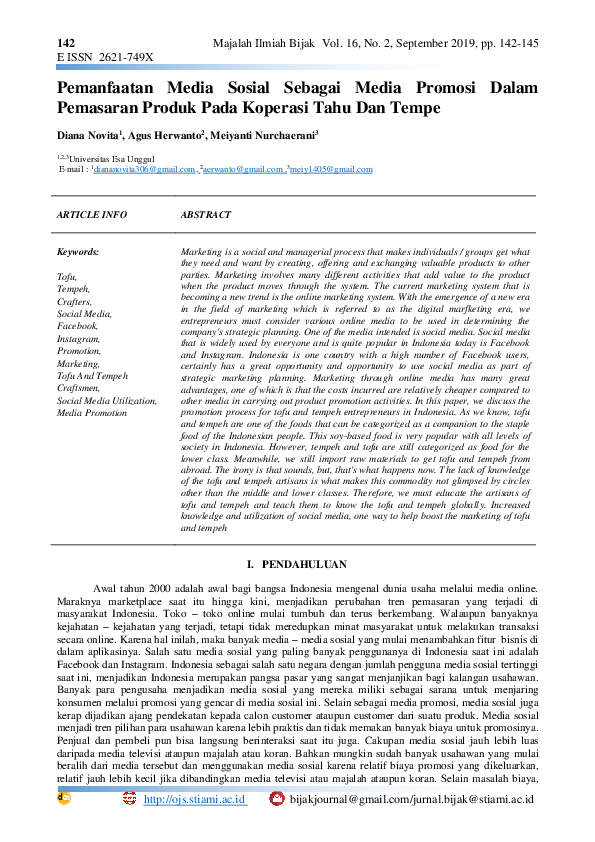 (PDF) Pemanfaatan Media Sosial Sebagai Media Promosi Dalam Pemasaran Produk Pada Koperasi Tahu ...