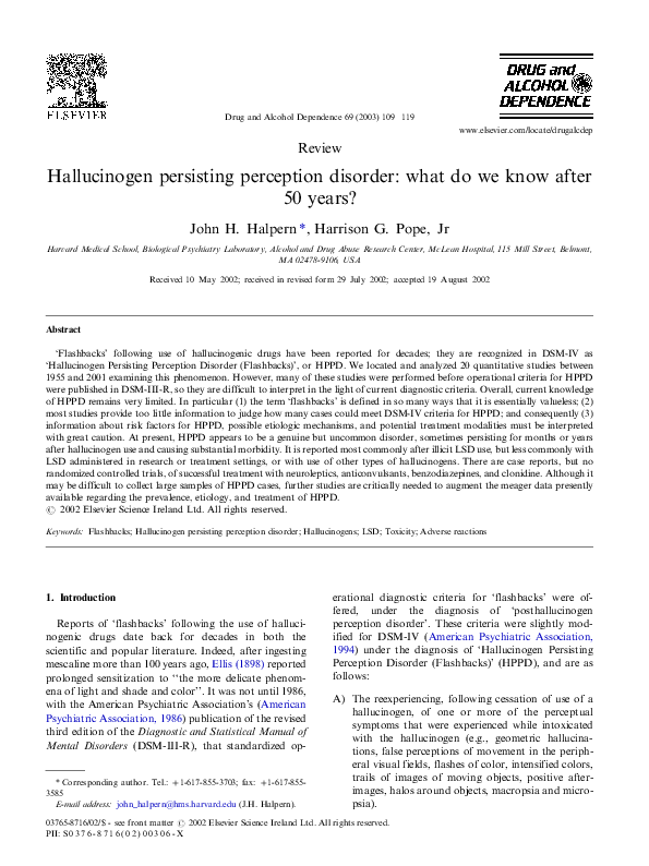 (PDF) Hallucinogen persisting perception disorder: what do we know ...