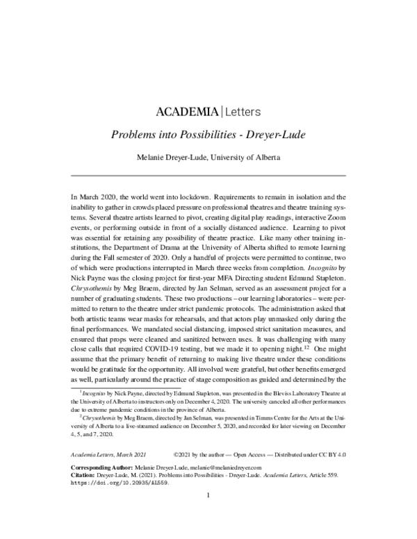 (PDF) Problems into Possibilities - Dreyer-Lude