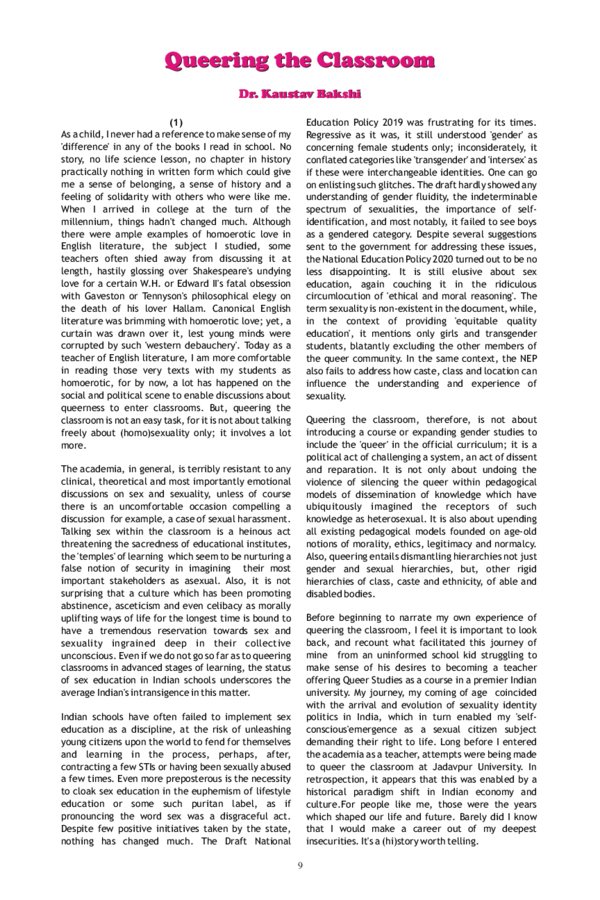 (PDF) Queering the Classroom