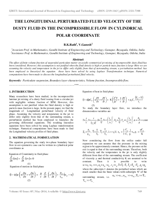 (PDF) The Longitudinal Perturbated Fluid Velocity of the Dusty Fluid in ...