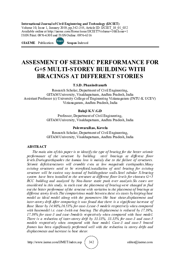 Pdf Assesment Of Seismic Performance For G 5 Multi Storey Building