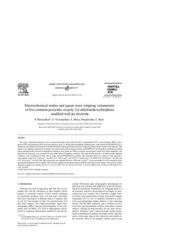 (PDF) Electrochemical studies and square wave stripping voltammetry of ...