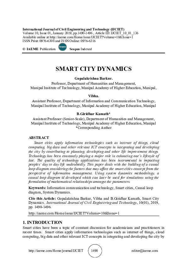 (PDF) SMART CITY DYNAMICS
