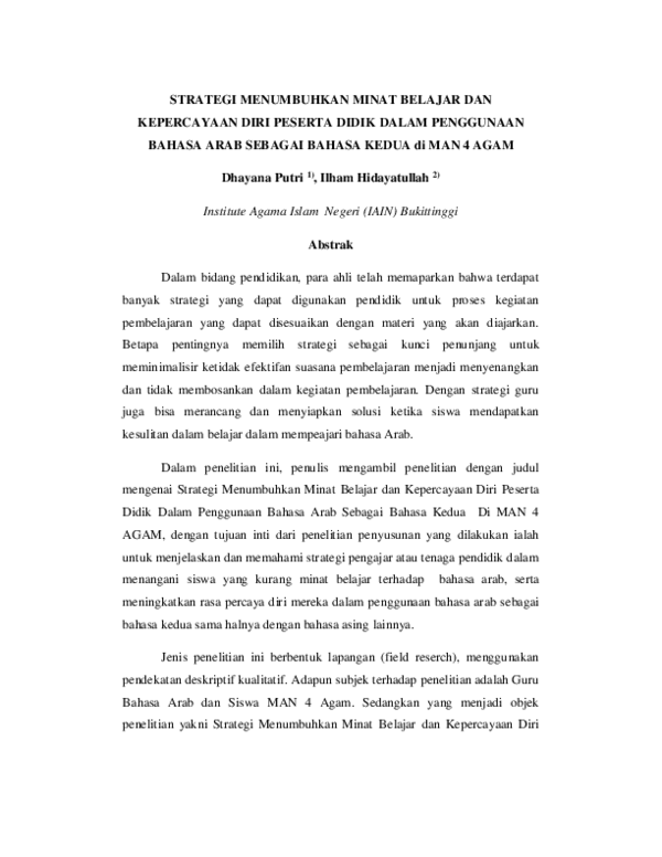 (PDF) STRATEGI MENUMBUHKAN MINAT BELAJAR DAN KEPERCAYAAN DIRI PESERTA DIDIK DALAM PENGGUNAAN ...