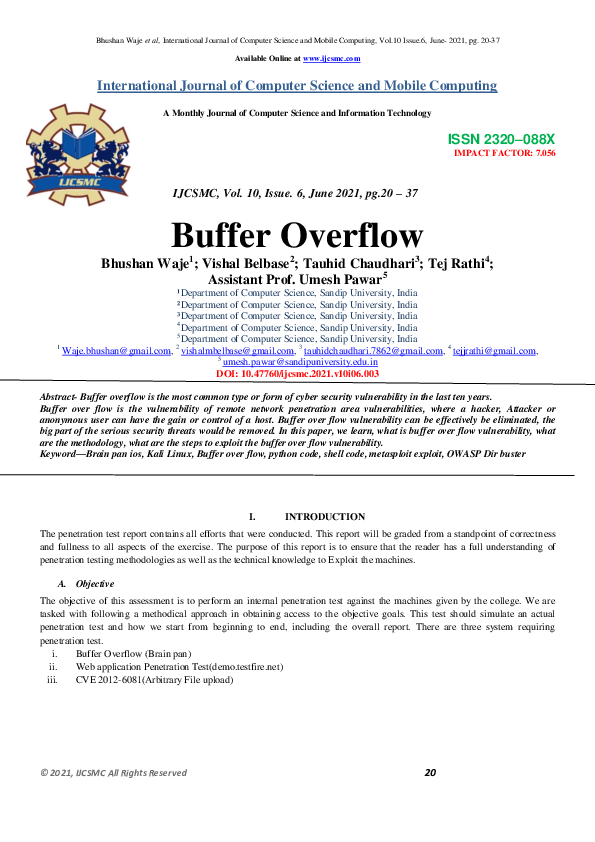 (PDF) Buffer Overflow﻿