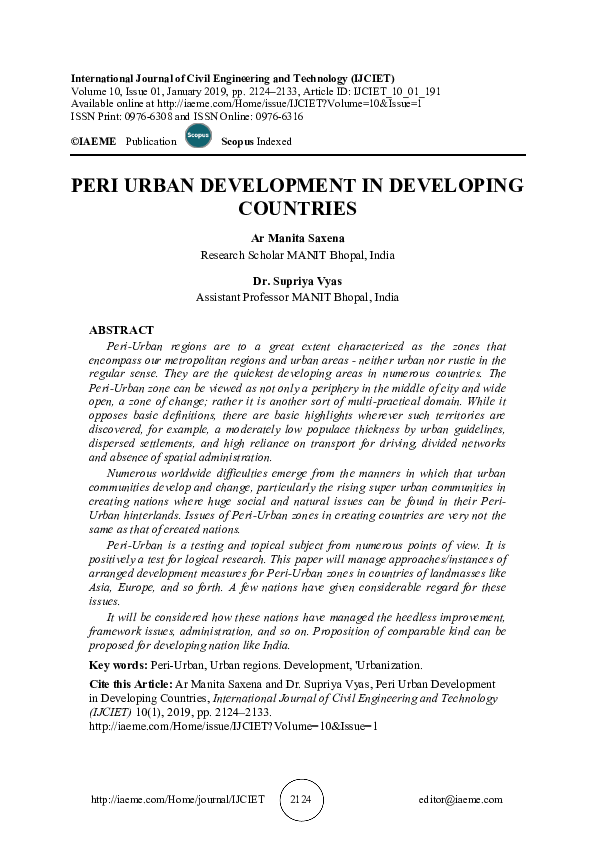 (PDF) PERI URBAN DEVELOPMENT IN DEVELOPING COUNTRIES | IAEME ...