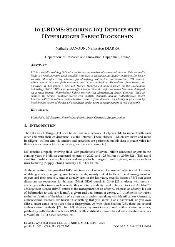 (PDF) IoT-BDMS: Securing IoT Devices with Hyperledger Fabric Blockchain