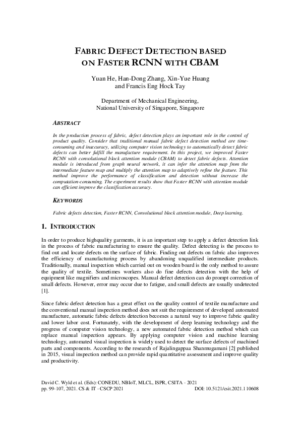 Pdf Fabric Defect Detection Based On Faster Rcnn With Cbam