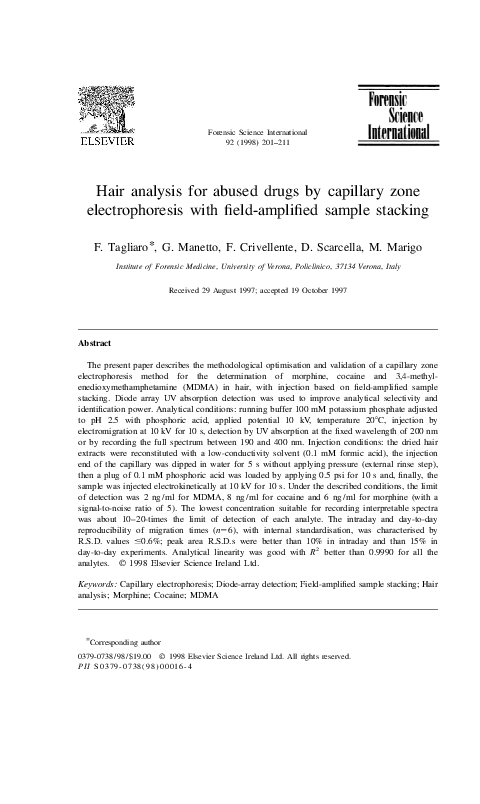 (PDF) Hair analysis for abused drugs by capillary zone electrophoresis ...