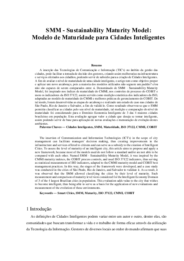 (PDF) SMM -Sustainability Maturity Model: Modelo de Maturidade para ...