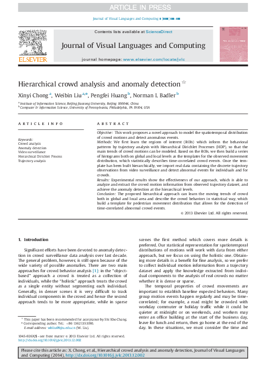 Pdf Hierarchical Crowd Analysis And Anomaly Detection