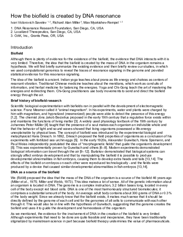 (DOC) How the biofield is created by DNA resonance