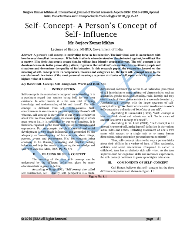(PDF) Self-Concept-A Person's Concept of Self-Influence