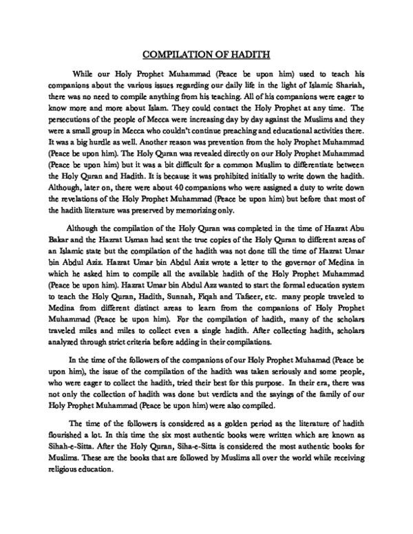 (PDF) Compilation of hadith