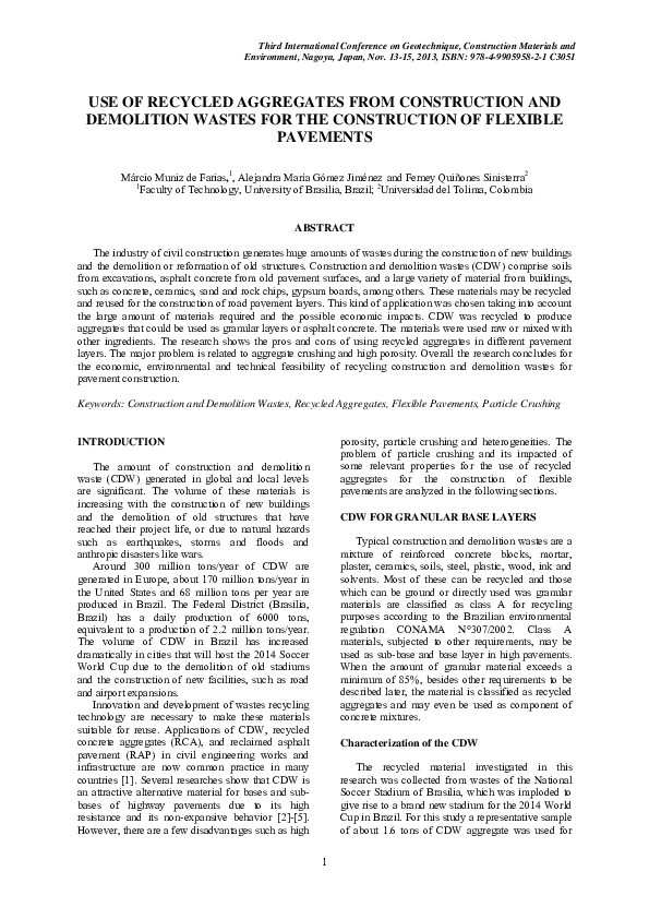 (PDF) Use of Recycled Aggregates from Construction and Demolition ...