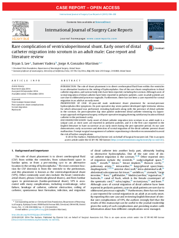 (PDF) Trans-anal protrusion of ventriculo-peritoneal shunt catheter with silent bowel ...