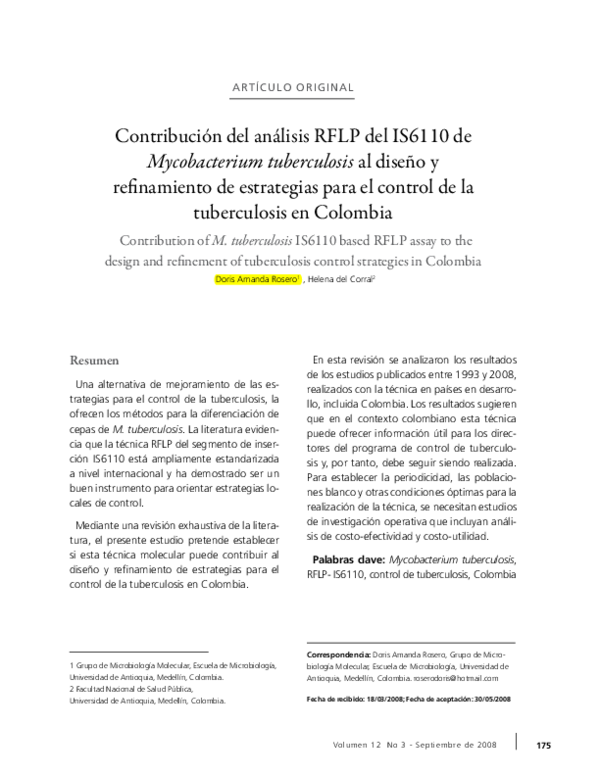 (PDF) Contribución del análisis RFLP del IS6110 de Mycobacterium ...