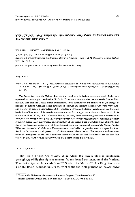 (PDF) Structural features of the bonin arc: Implications for its ...