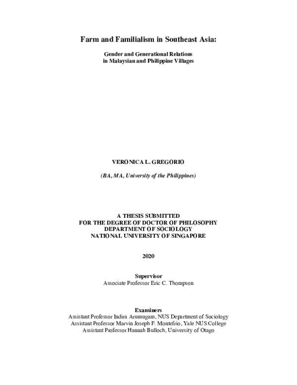 (PDF) Farm and Familialism in Southeast Asia: Gender and Generational ...