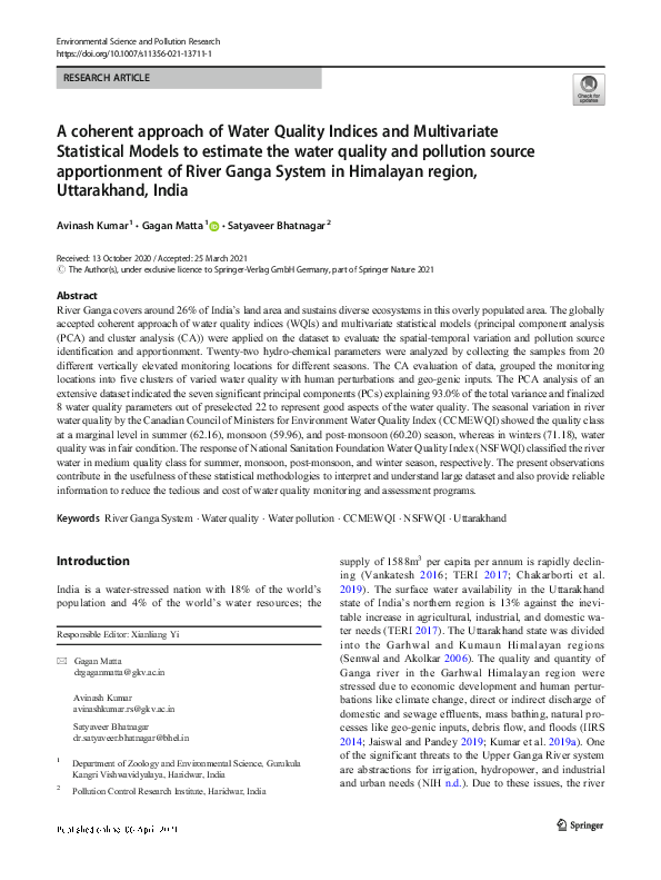 (PDF) A coherent approach of Water Quality Indices and Multivariate Statistical Models to ...