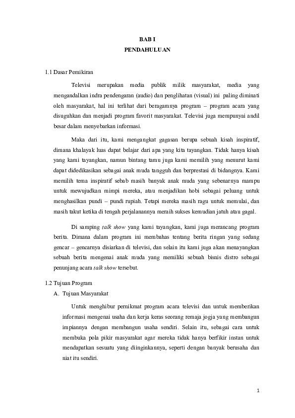 (PDF) Contoh Desain Produksi Televisi