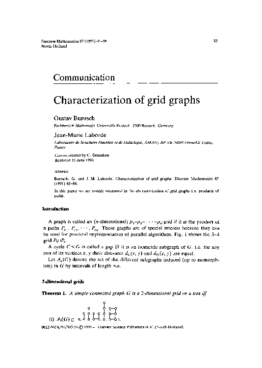 (PDF) Characterization of grid graphs