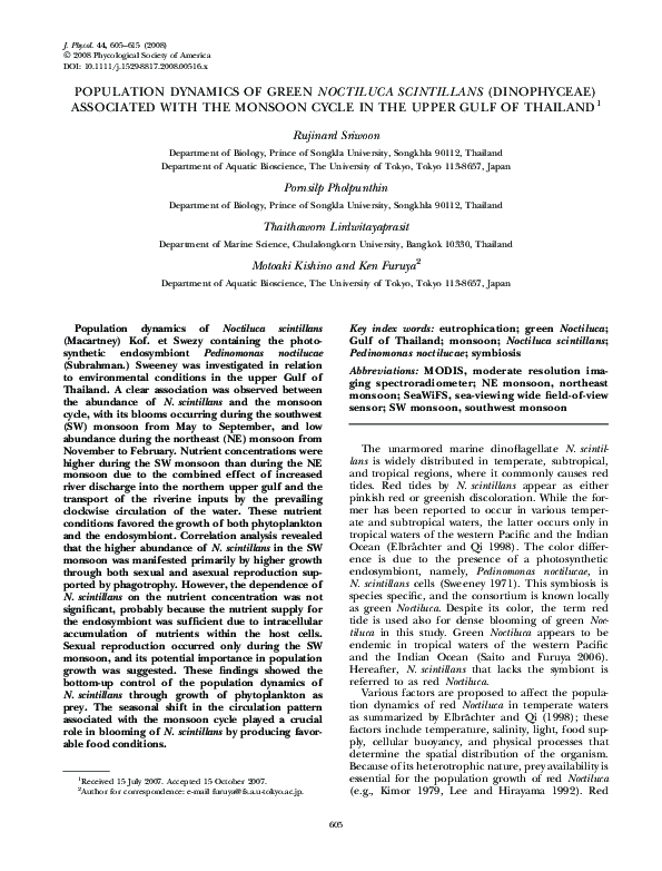 (PDF) Population Dynamics of Green Noctiluca Scintillans (Dinophyceae ...