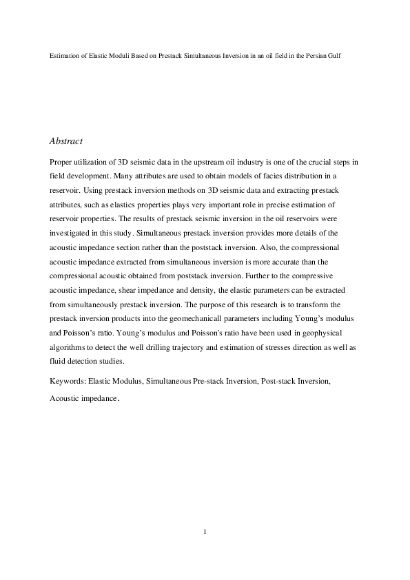 (PDF) Estimation of Elastic Moduli Based on Prestack Simultaneous ...